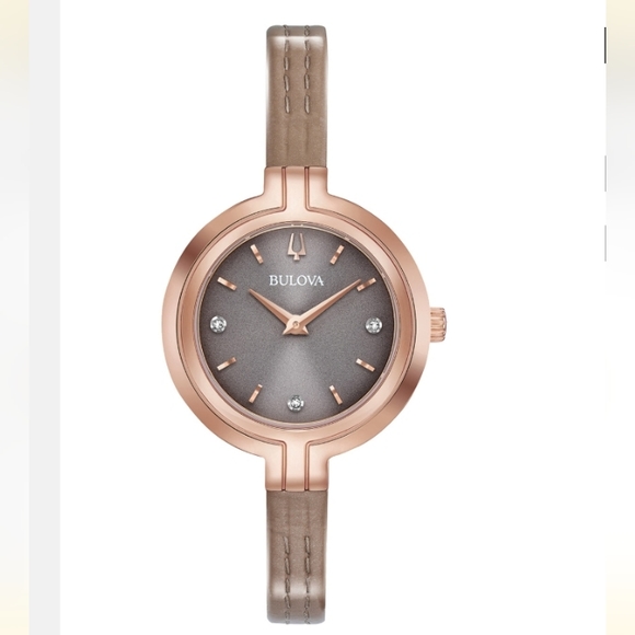 Bulova | Accessories | Bulova Rhapsody Ladies Leather Strap Watch 3mm ...